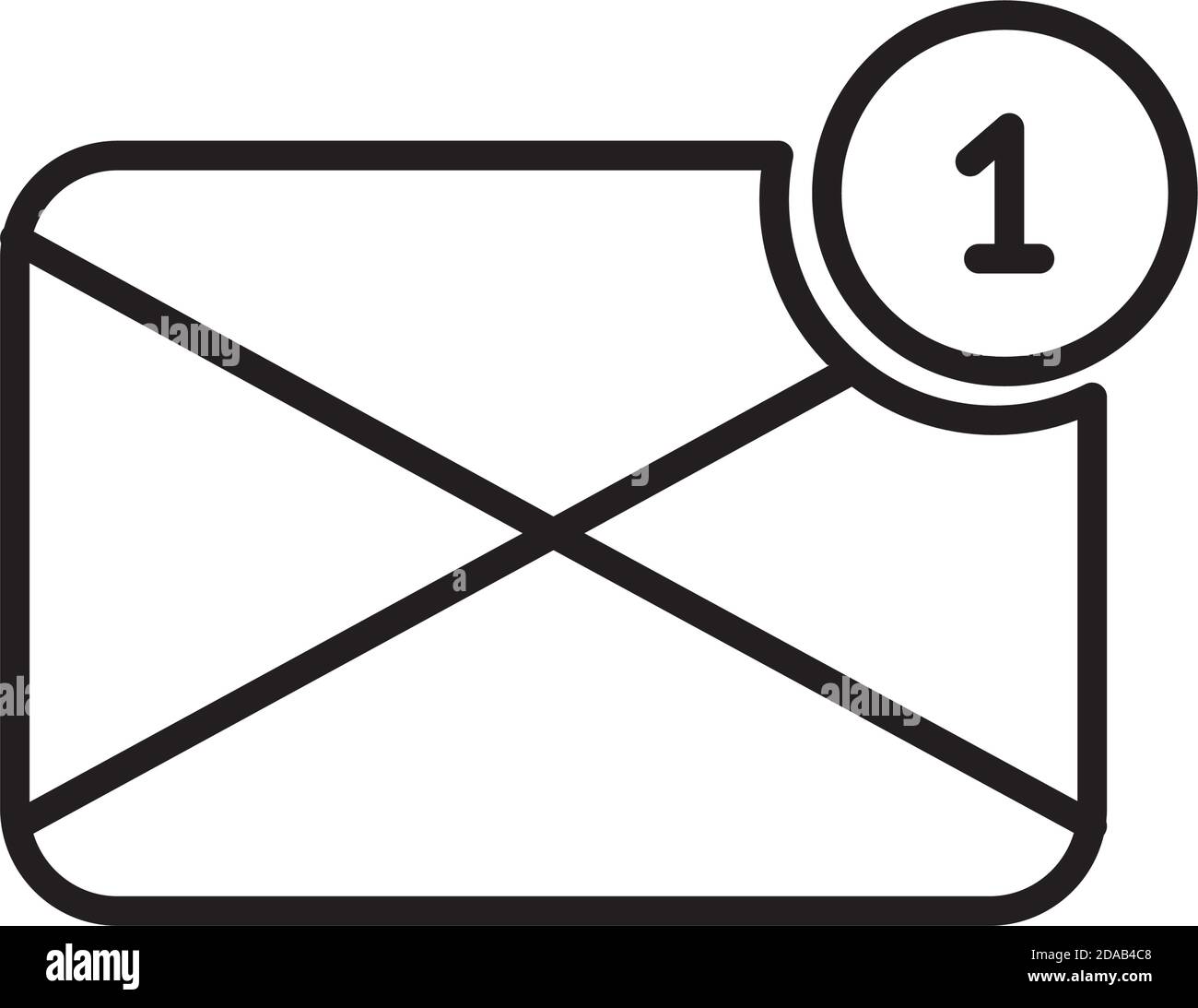 new message notification icon over white background, line style, vector ...