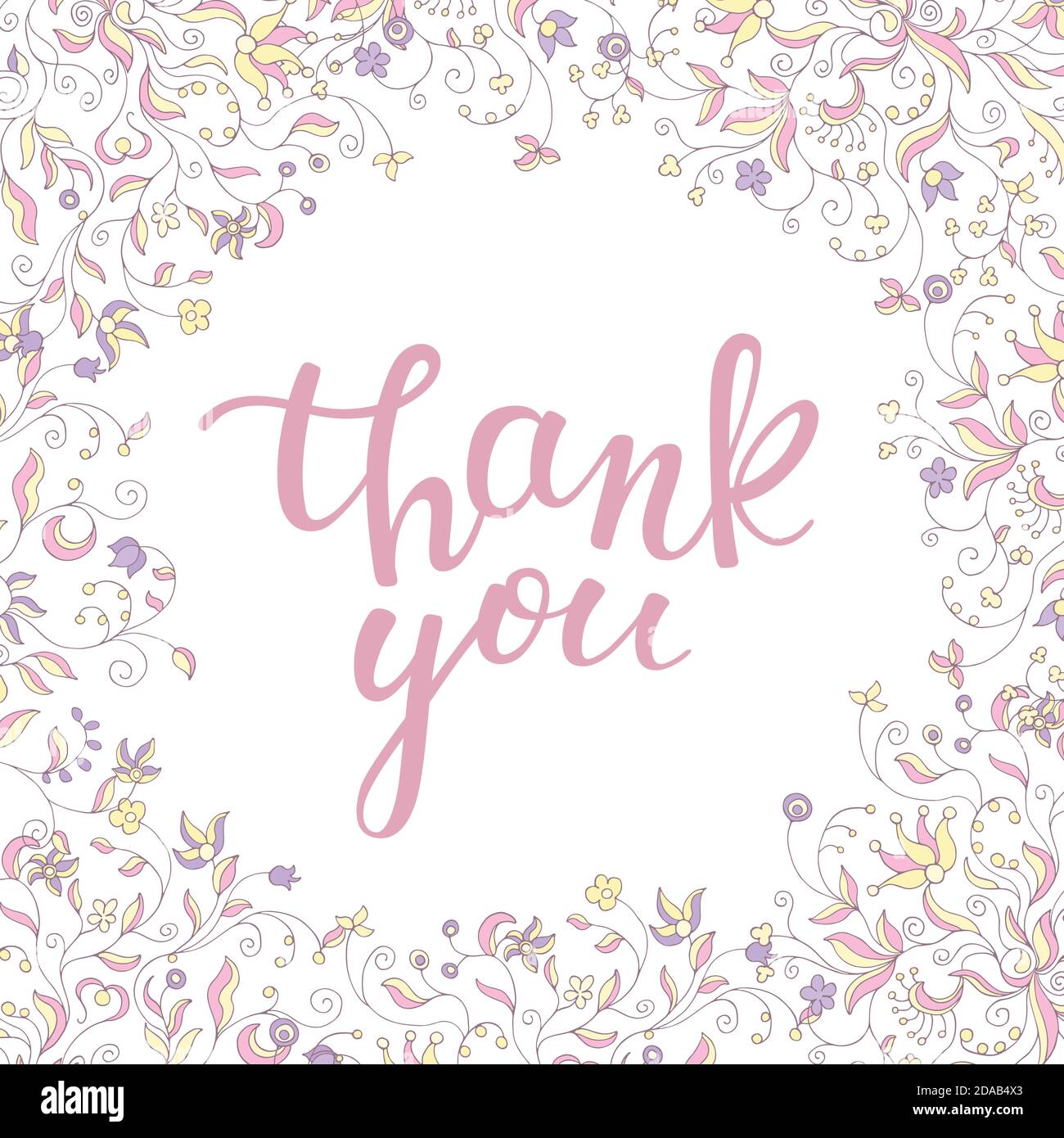 floral frame soft colors and hand lettering thank you Stock Vector ...