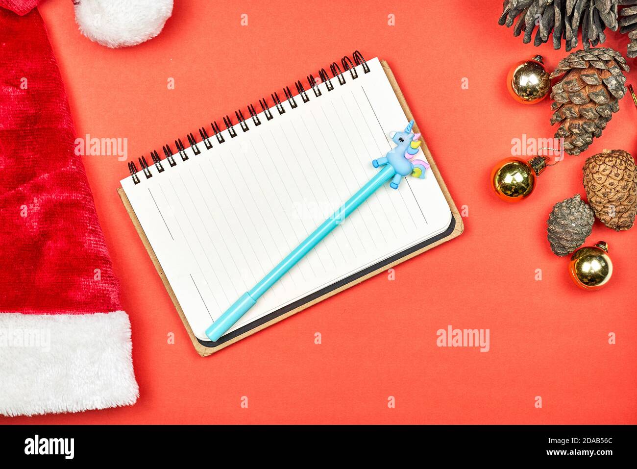 Childs notepad. Kid writing a letter to Santa Clause. New year ...