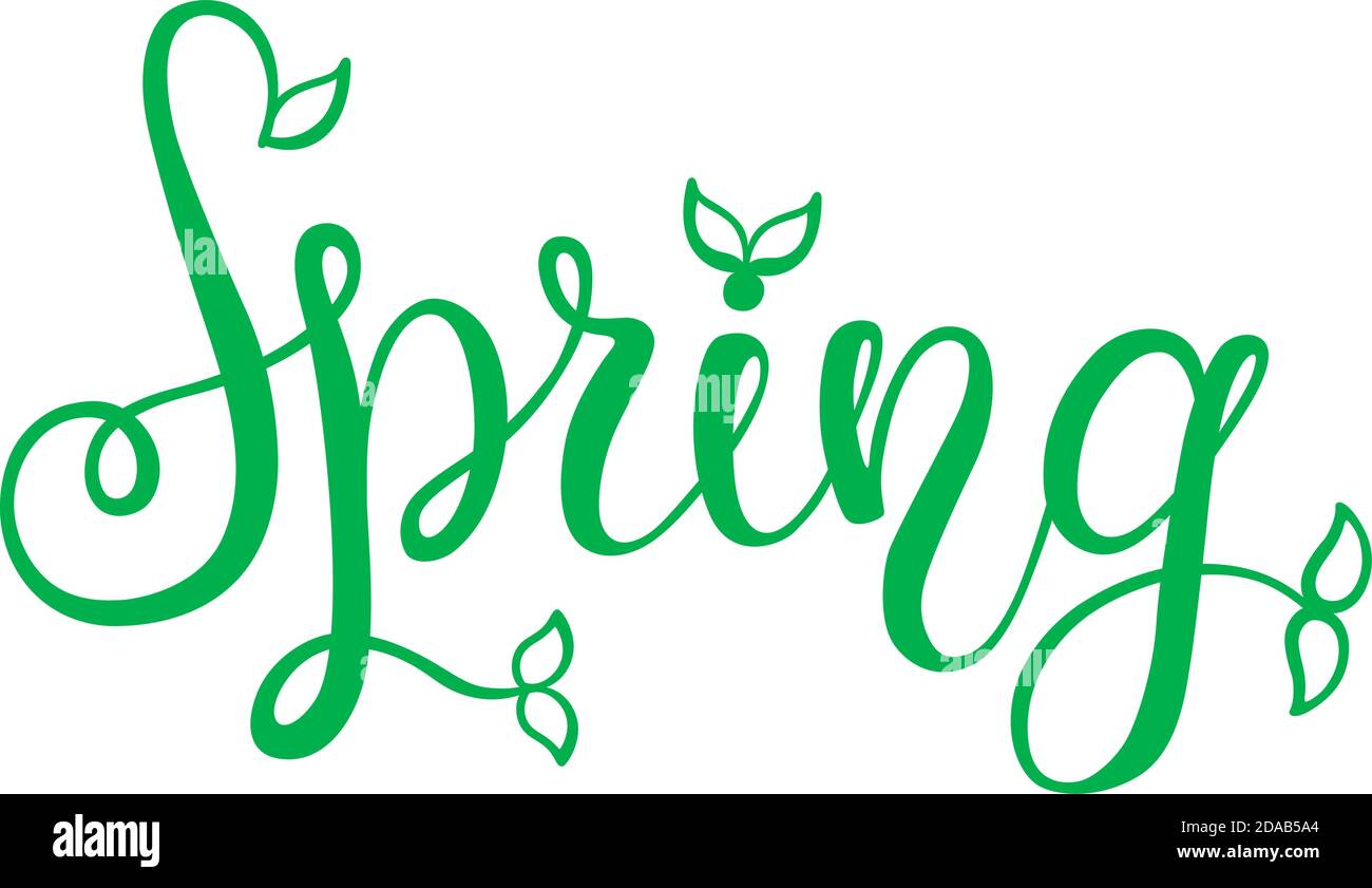 Hand lettering spring. Template greeting card, poster Stock Vector ...