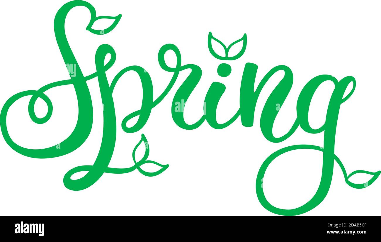 Hand lettering spring. Template greeting card, poster Stock Vector ...