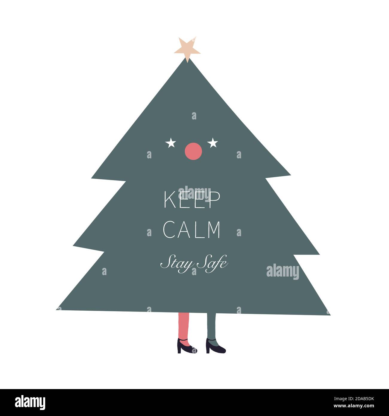 Funny Christmas Tree. Merry Christmas & Stay Home. Keep calm Stay safe ...