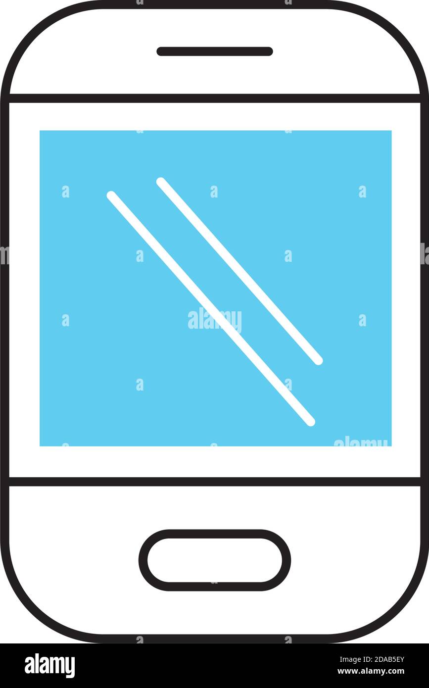 smartphone device icon over white background, half line half color ...