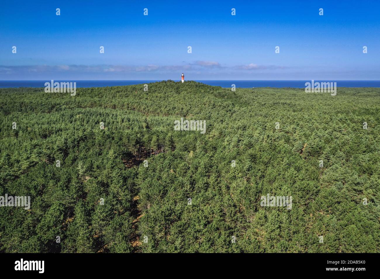 Aerial view of Stilo Lighthouse, one of lighthouses on Polish coast of ...