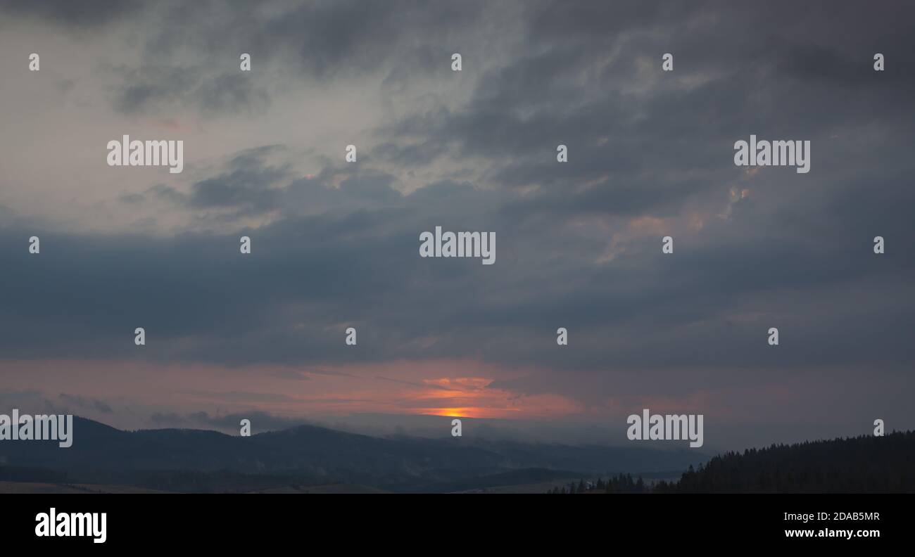 Beautiful sky with cloud during sunrise or sunset. Sunset clouds in the ...