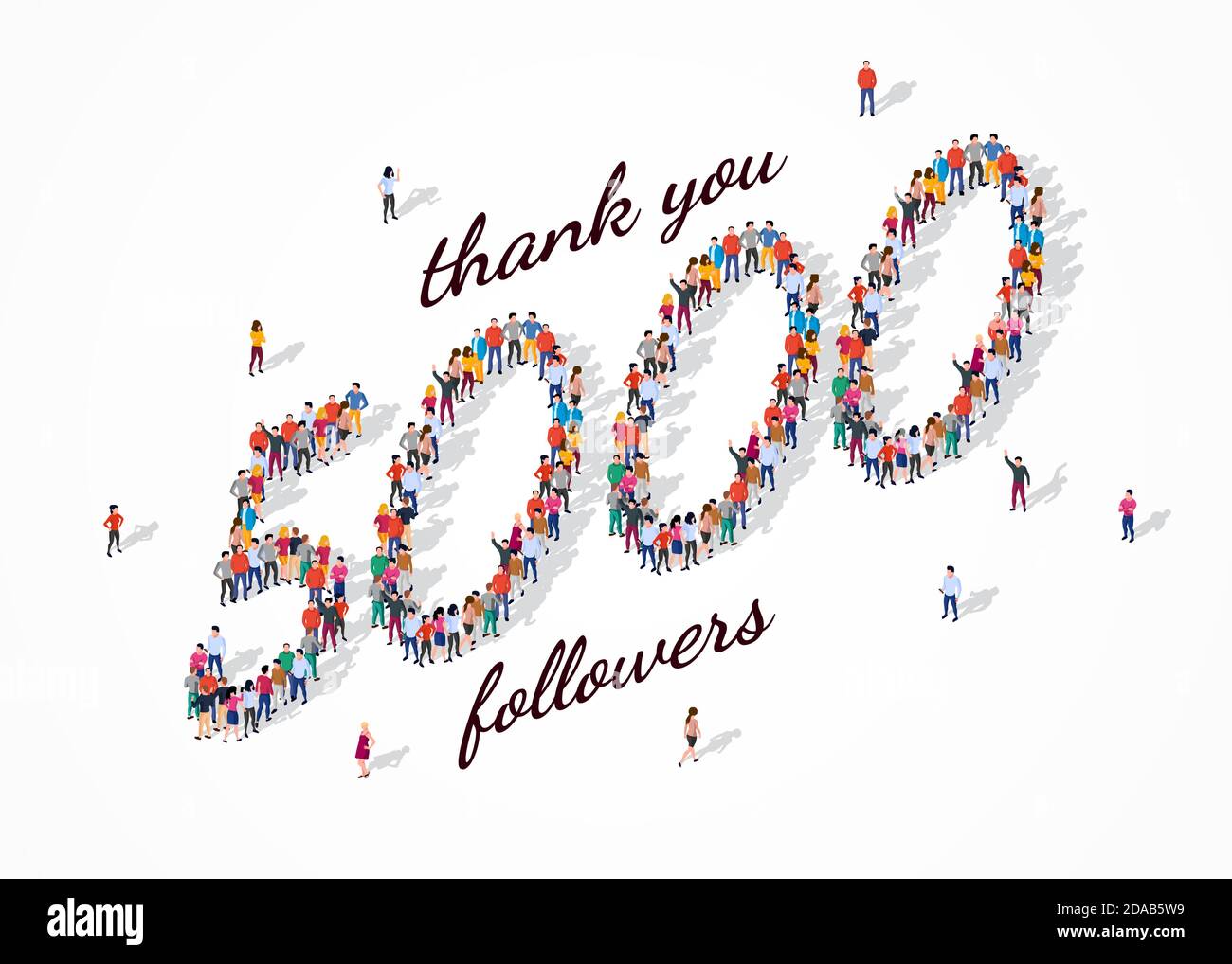 5K Followers. Group of business people are gathered together in the ...