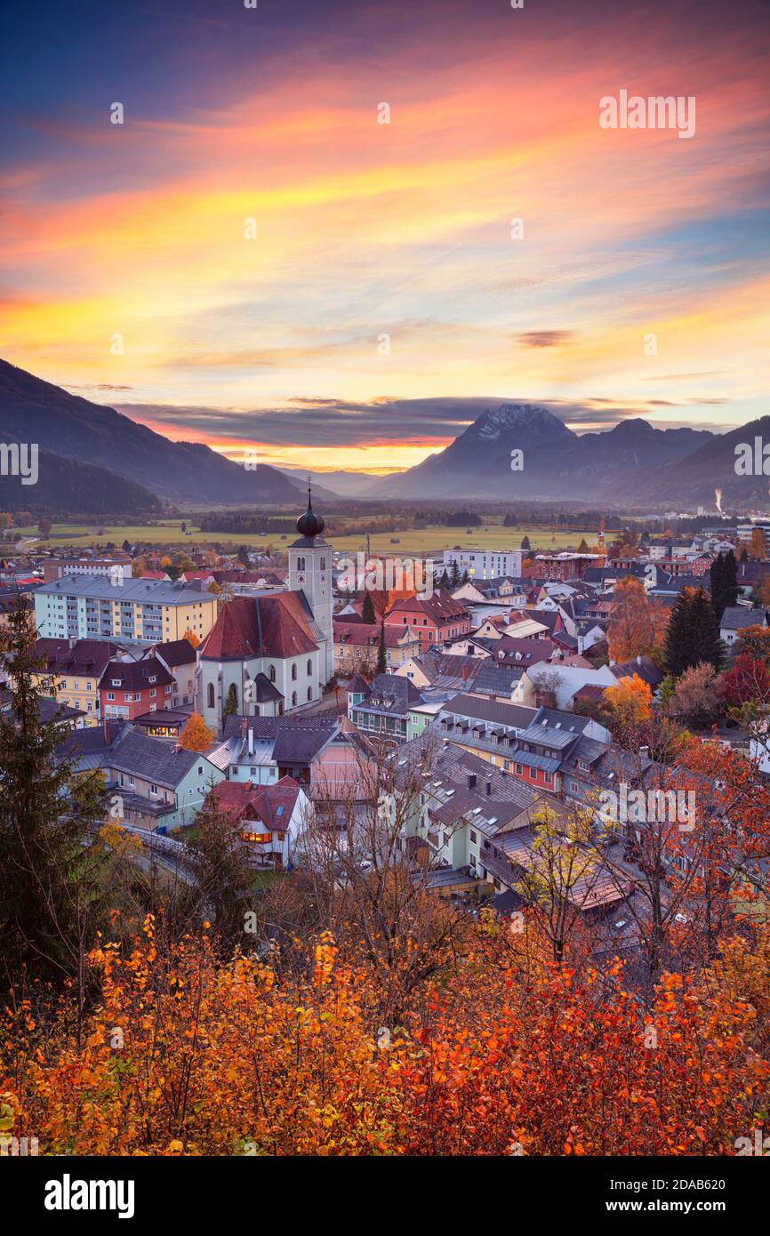 Liezen, Austria. Cityscape image of Liezen, Austria at beautiful autumn ...