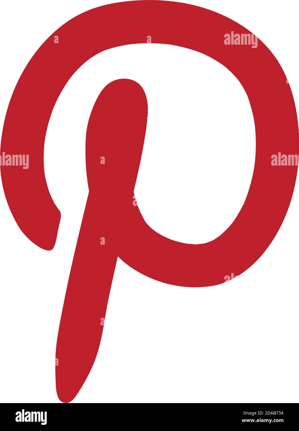 pinterest social network logo icon over white background, flat style ...