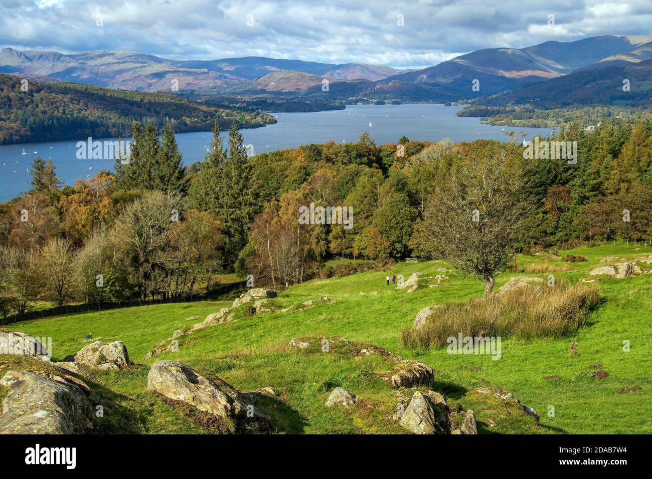 View over Lake Windermere from the summit of Brant Fell, Bowness-on ...