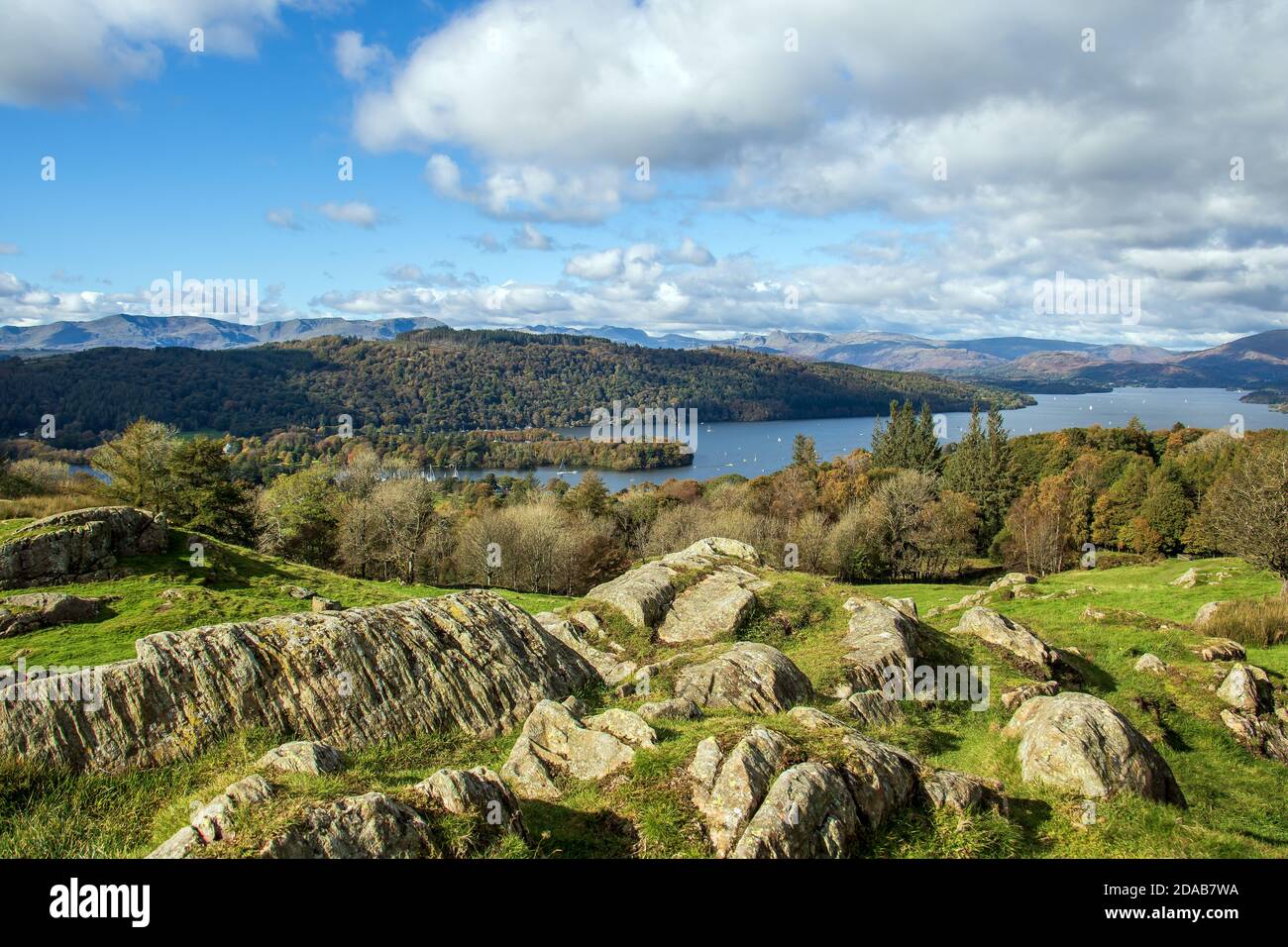 View over Lake Windermere from the summit of Brant Fell, Bowness-on ...