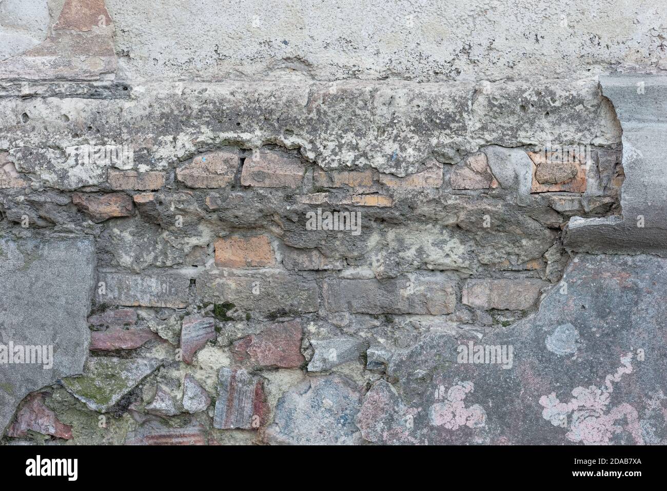 close-up texture crumbling corner of street house concrete corner of ...