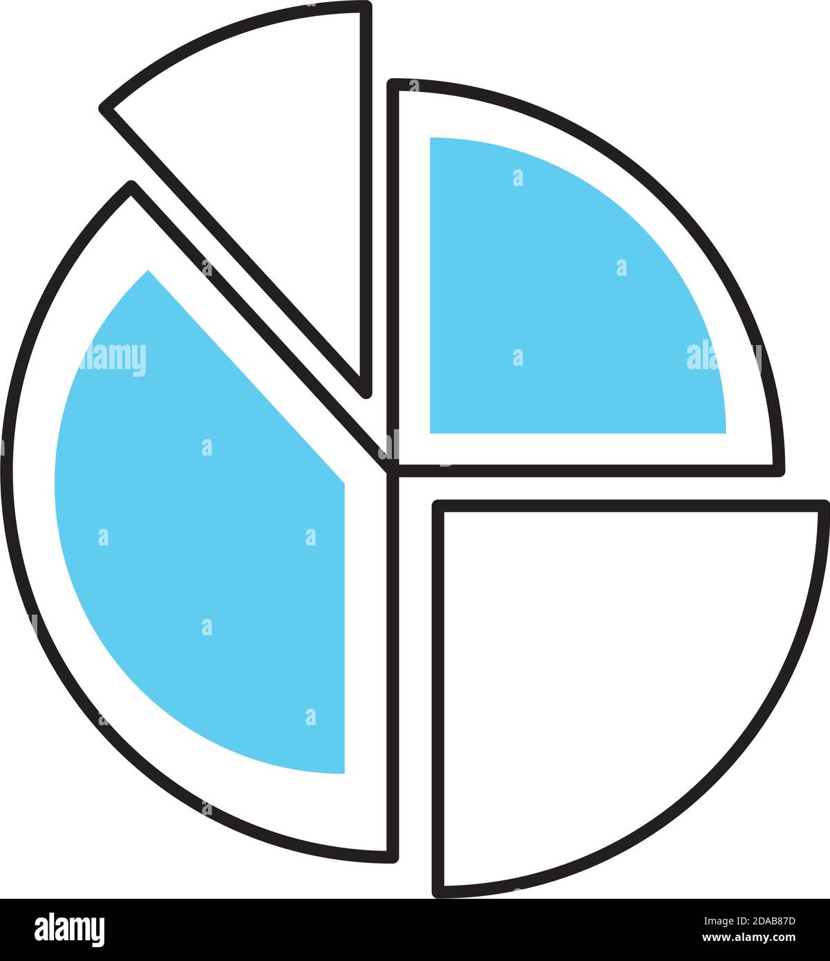 pie chart graph icon over white background, half line half color style ...