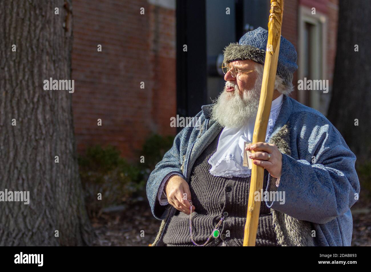 Saint Charles, MO--Dec 22, 2018; historic actor portraying Santa Clause ...