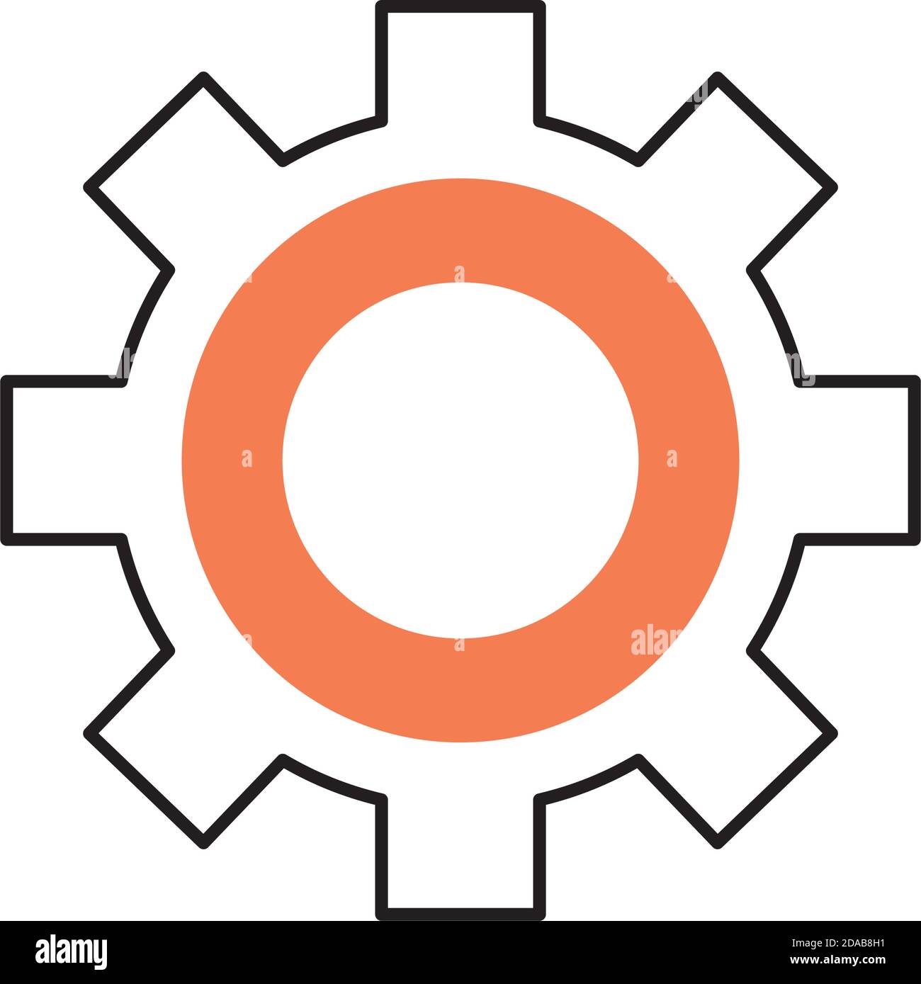 gear wheel icon over white background, half line half color style ...