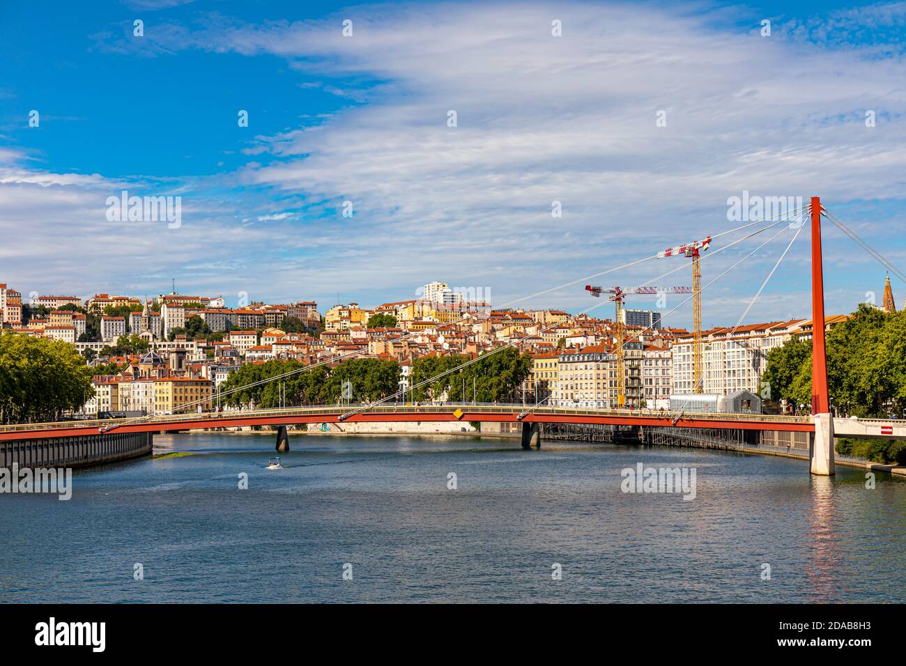 Courthouse Bridge and Croix-Rousse district, Lyon, Rhone, France Stock ...
