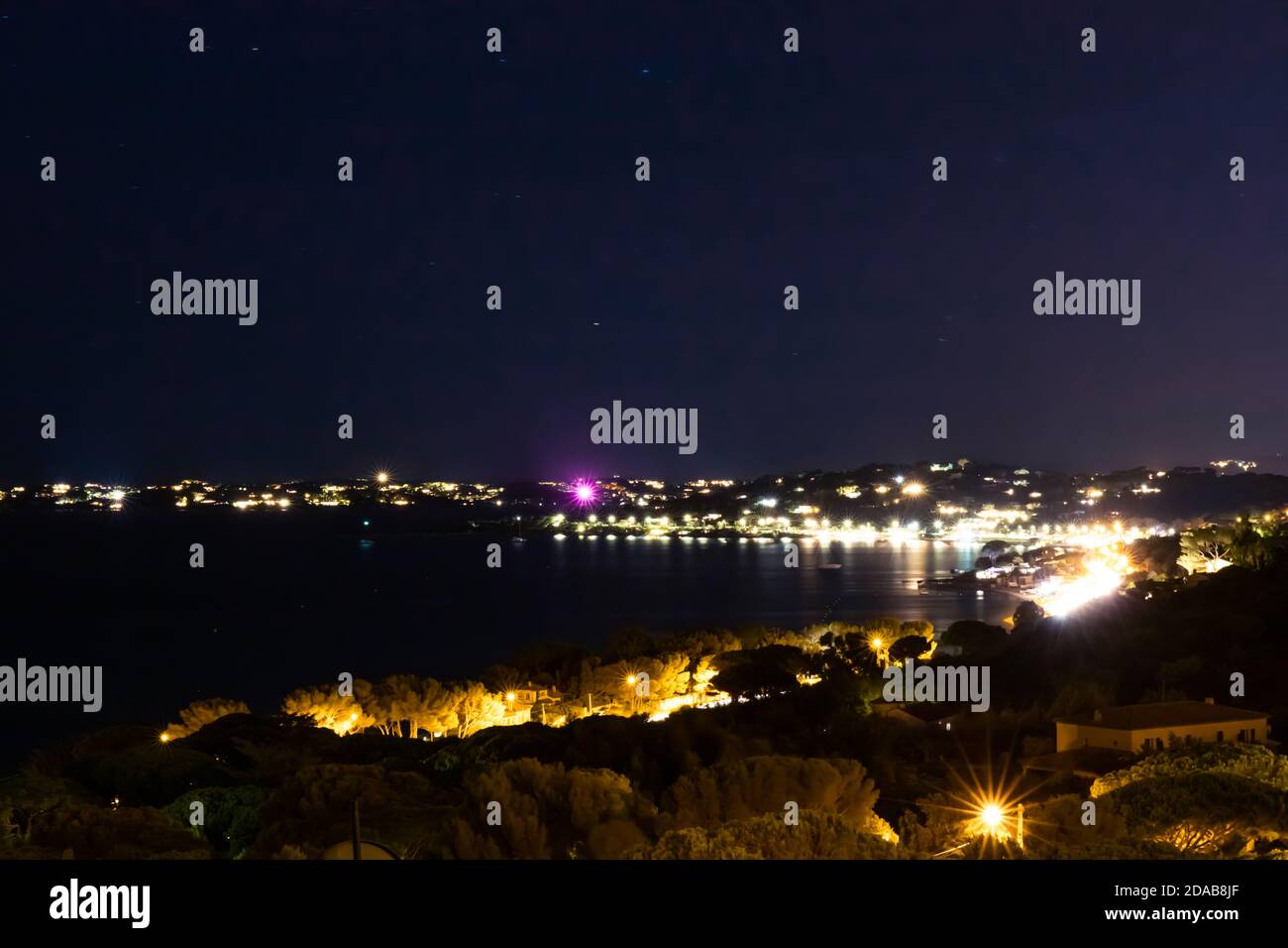Sainte Maxime, Var, France - La Nartelle beach at night Stock Photo - Alamy