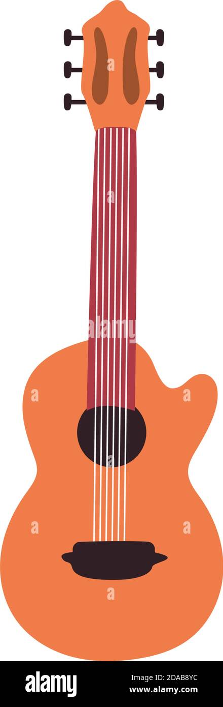 guitar acoustic instrument flat style icon design, Music sound melody ...