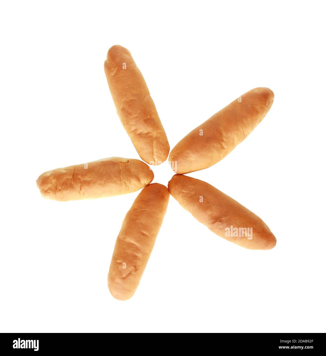 Top view of hot dog buns in star form isolated on white background ...