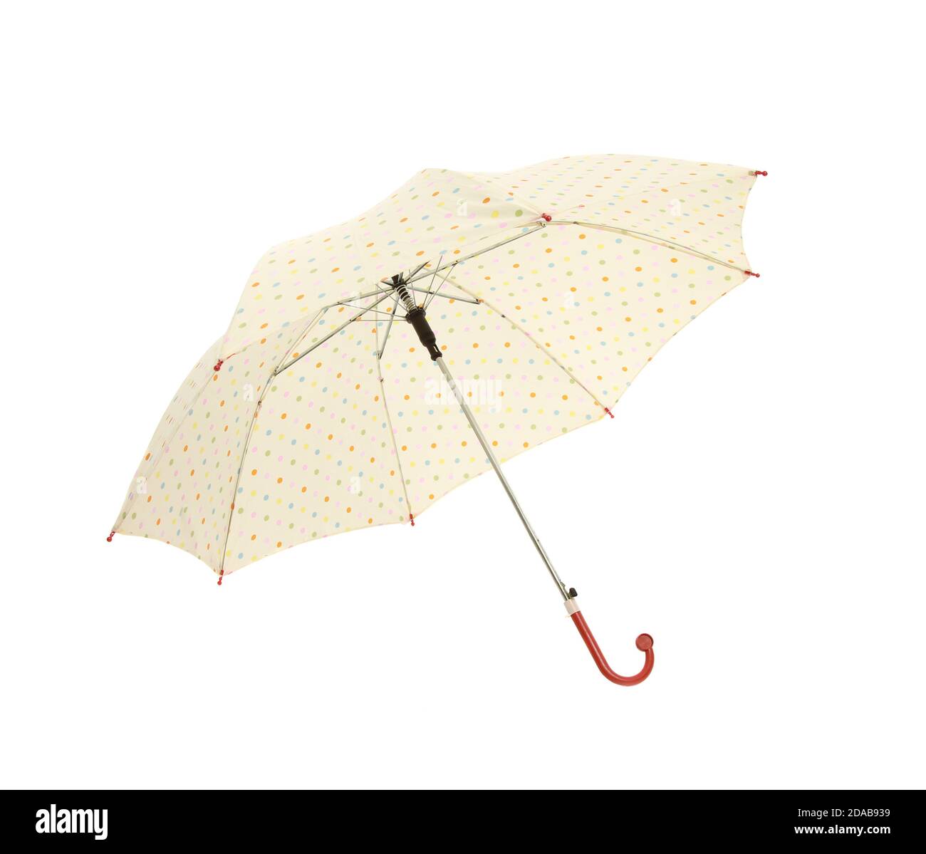 Closeup shot of polka dots umbrella isolated on white background Stock ...
