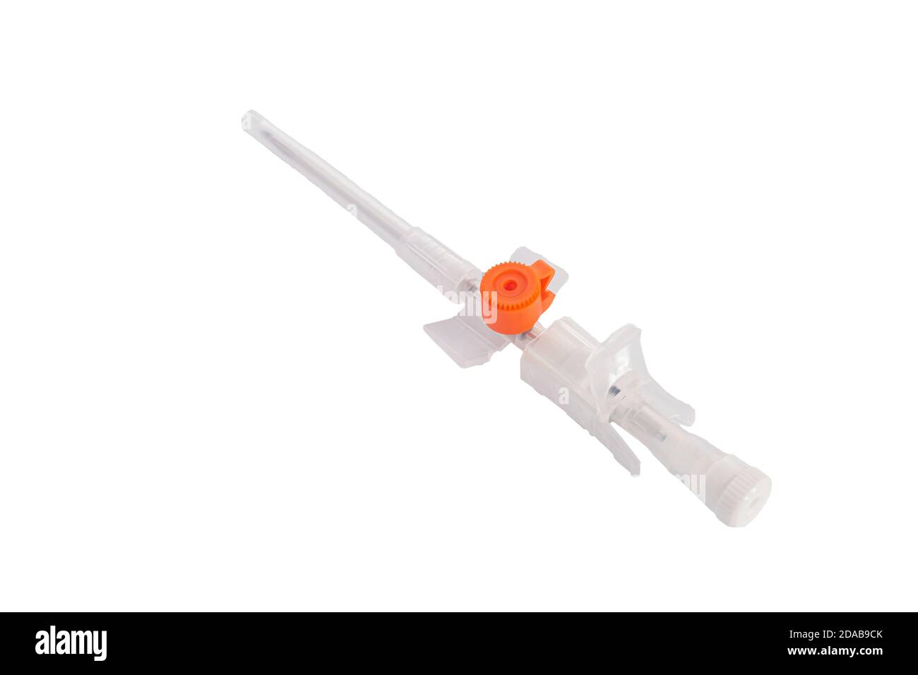 medical catheter for intravenous infusion, modified. Isolate on a white ...