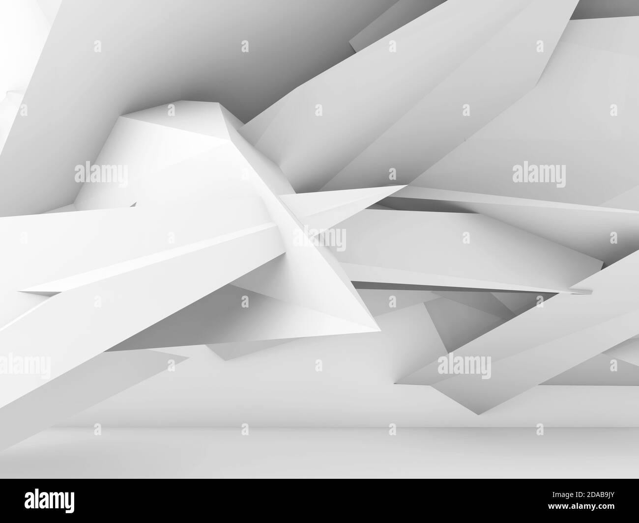 Chaotic white triangular installation, abstract cgi background. 3d rendering illustration Stock ...