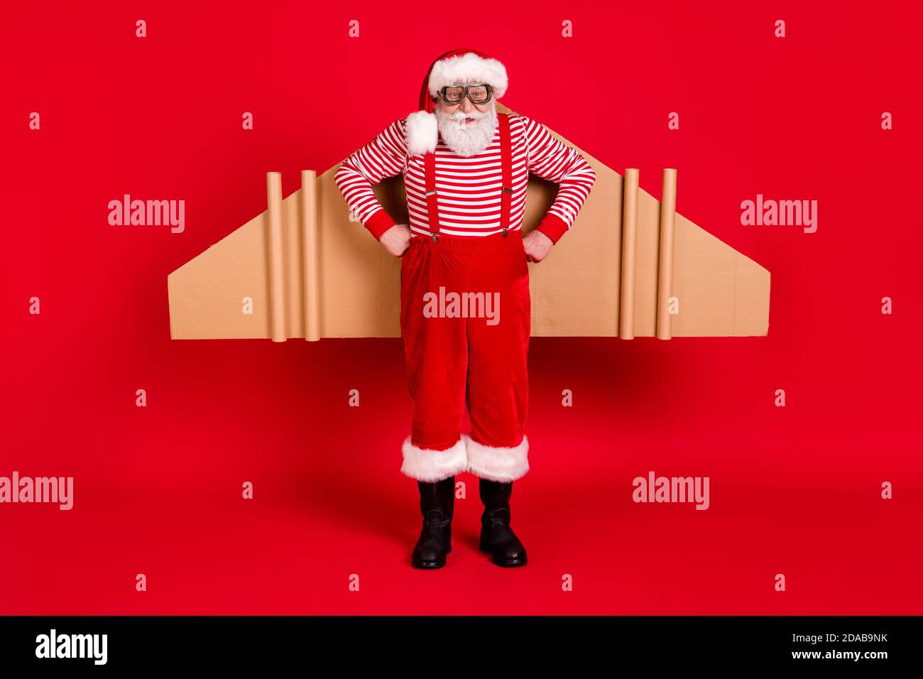 Full length body size view of his he handsome strict bearded Santa ...