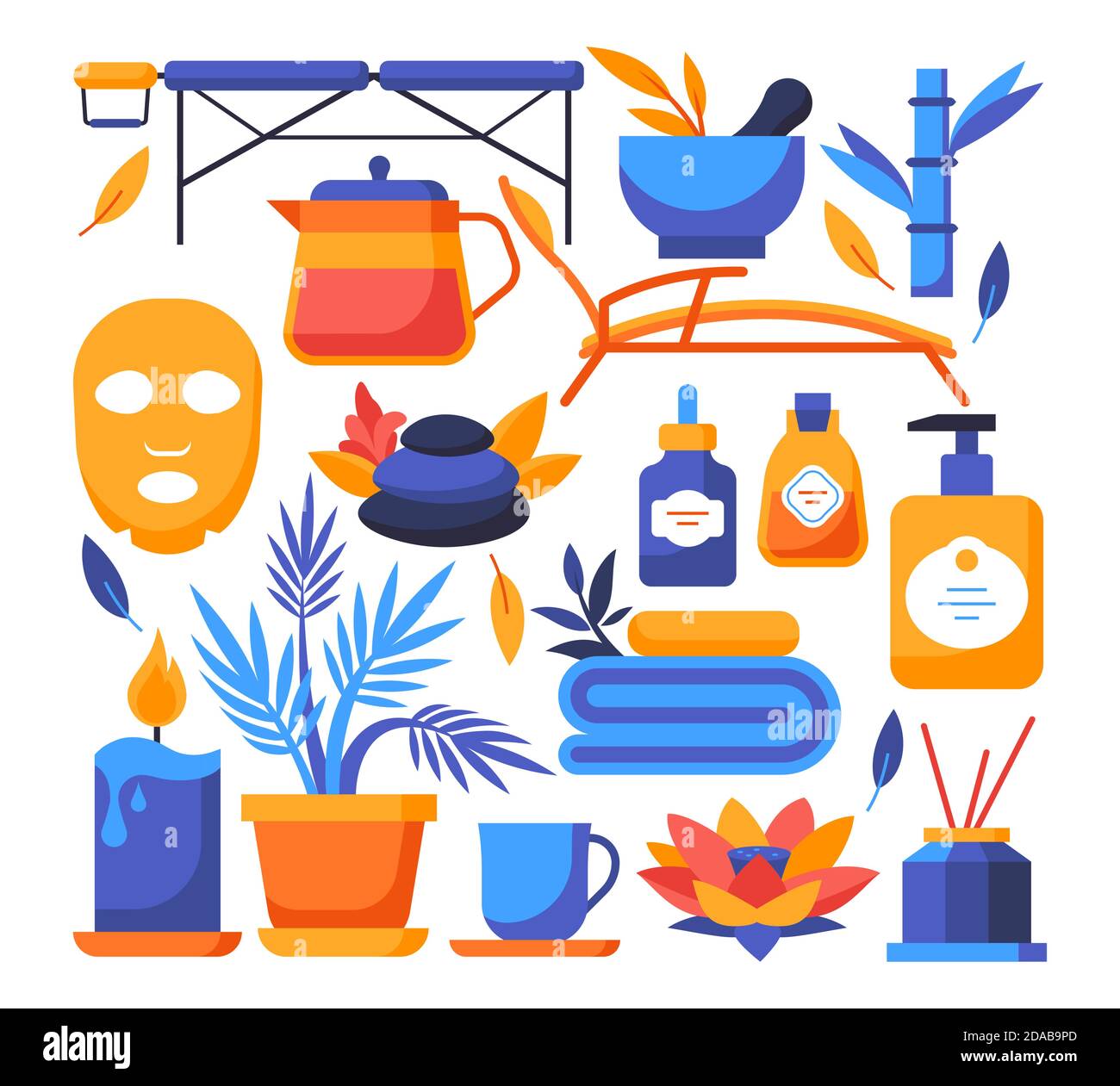 Wellness and spa - set of flat design style elements Stock Vector Image ...