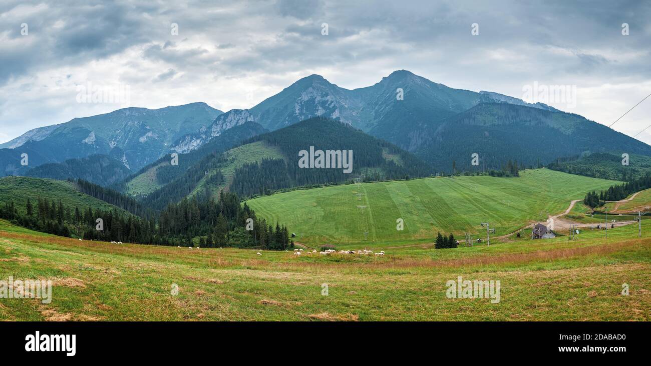 High resolution panorama of mountains in National Park High Tatra ...