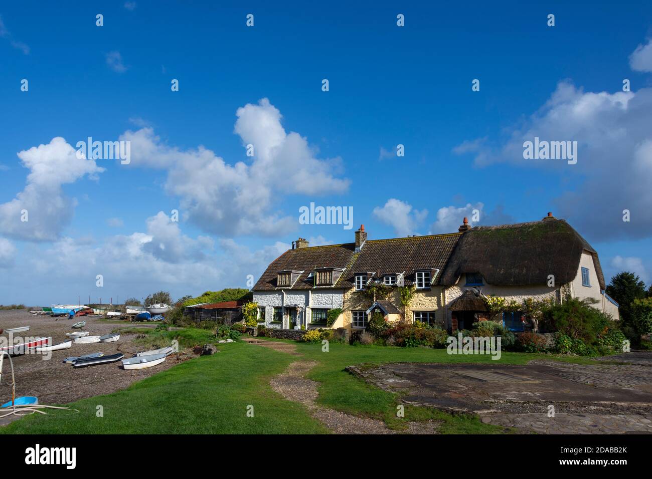 Cottages at Porlock weir which are very close to the sea and overlook ...