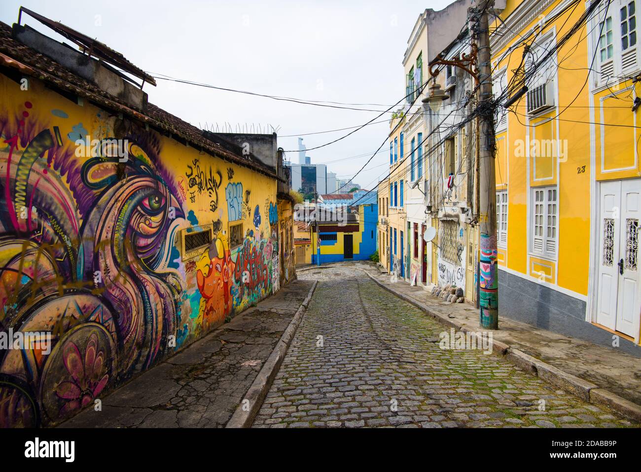 Streets and houses of historical center in Rio de Janeiro, Brazil Stock ...