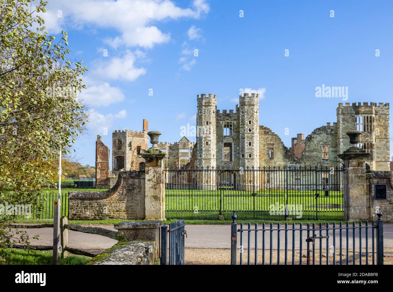 The ruins of Cowdray House (or Castle) a Tudor manor house at Cowdray ...