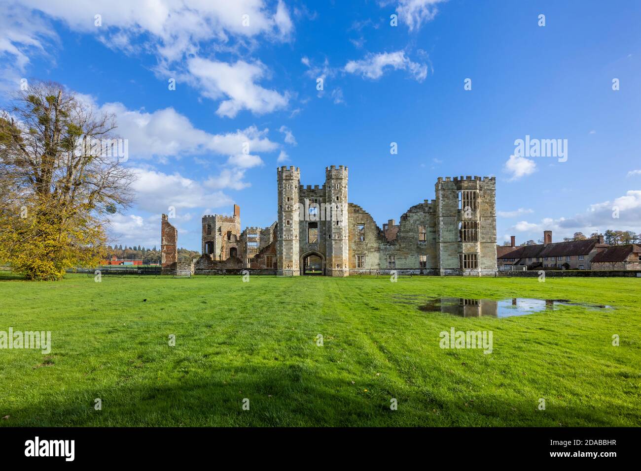 The ruins of Cowdray House (or Castle) a Tudor manor house at Cowdray ...