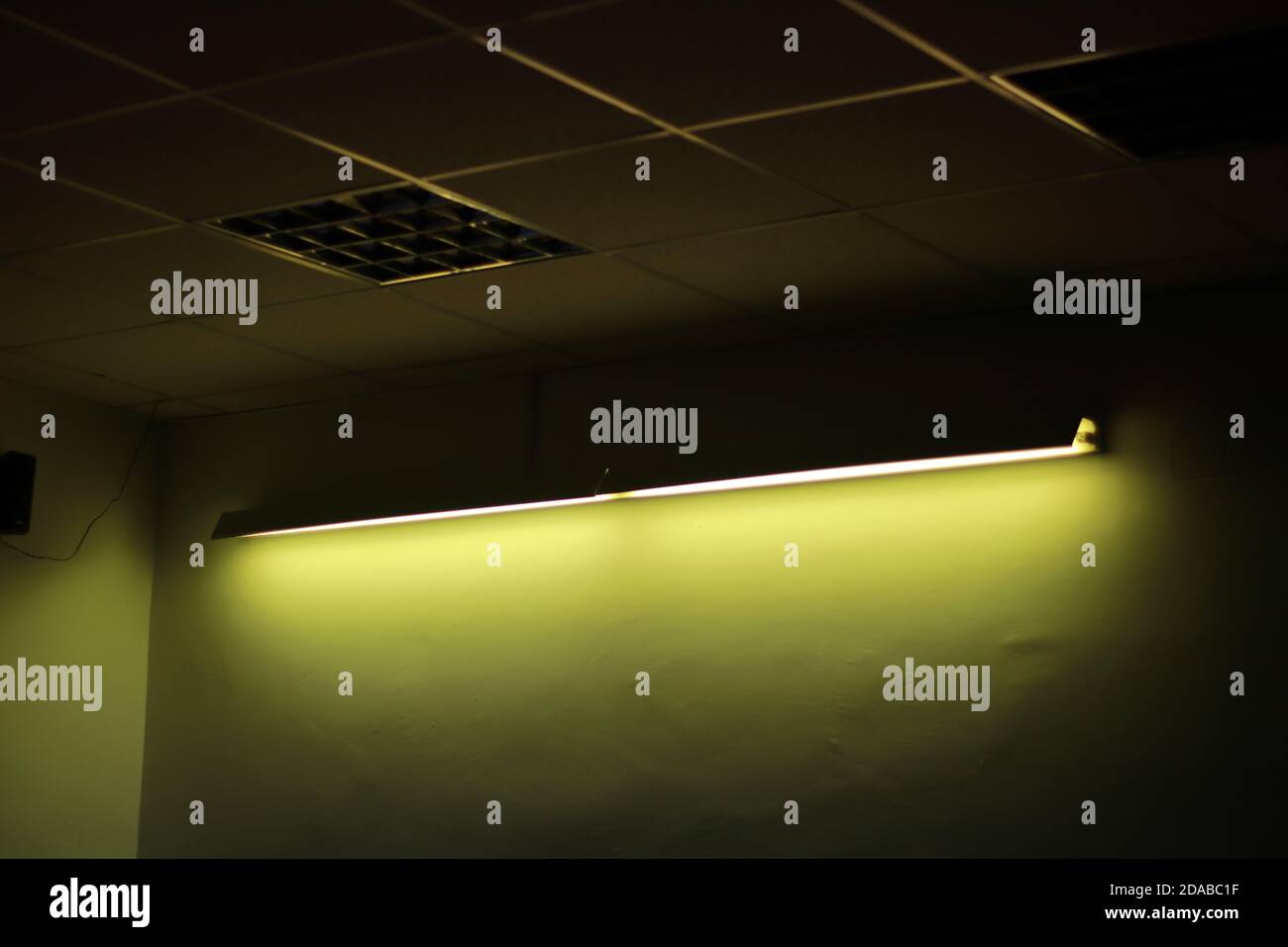 Led colorful light illuminating the wall, space for text Stock Photo ...