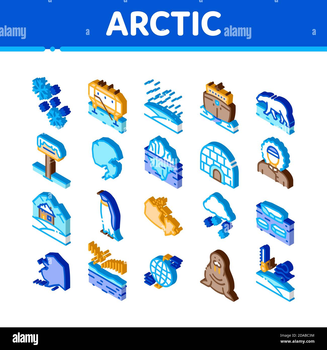Arctic And Antarctic Isometric Icons Set Vector Stock Vector Image ...
