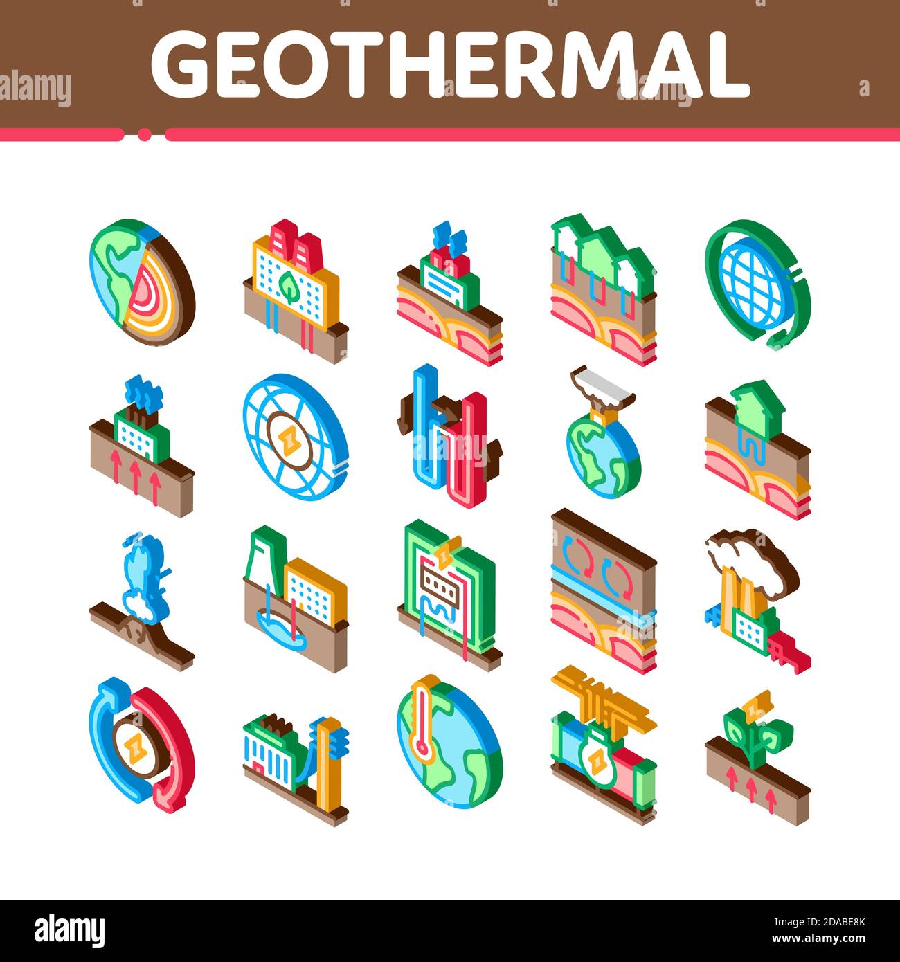 Geothermal Energy Isometric Icons Set Vector Stock Vector Image & Art ...