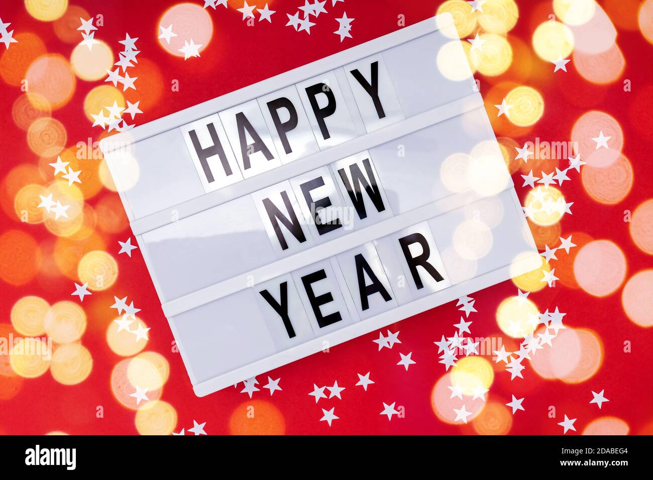 Happy new year sign with lights hi-res stock photography and images - Alamy