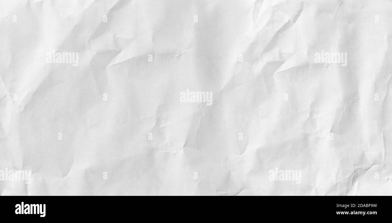 Top view empty white paper with wrinkled. Panorama rumpled paper ...