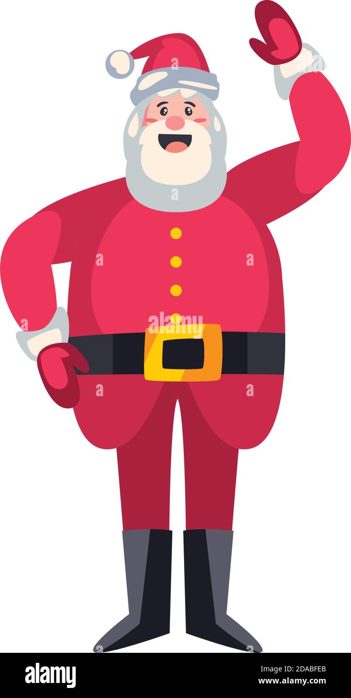 christmas, santa claus with hand up in white background vector ...