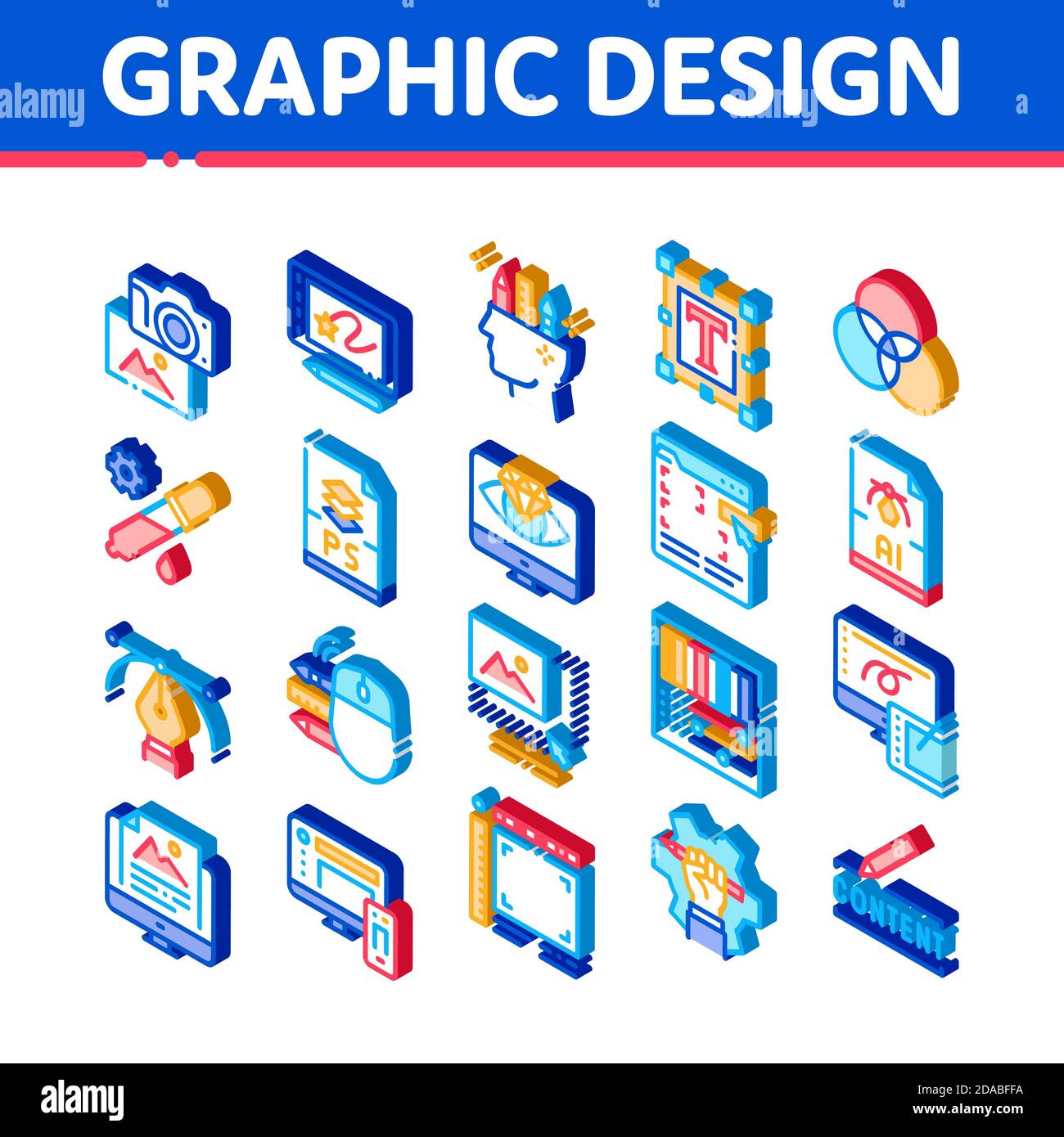 Graphic Design And Isometric Icons Set Vector Stock Vector Image & Art ...
