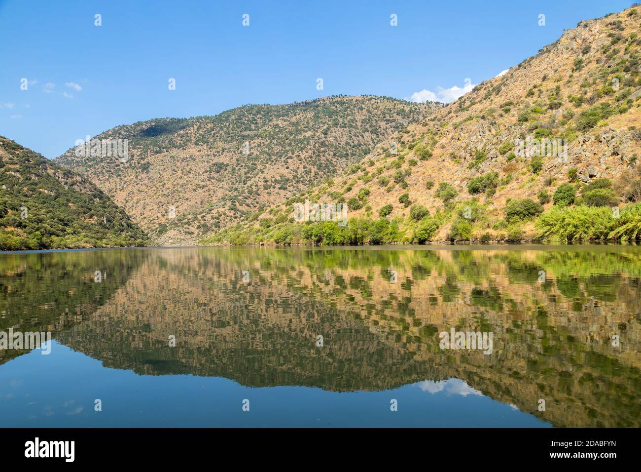 River Douro flowing through the mountains in the north of Portugal ...