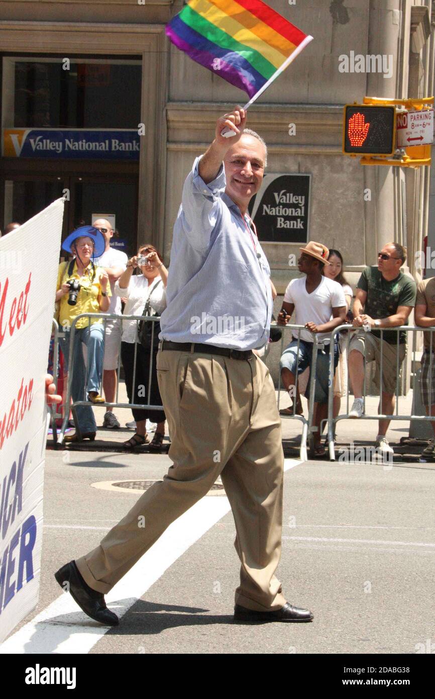 Senator Charles Schumer in NY LGBT Gay Pride Parade on Fifth Avenue in ...