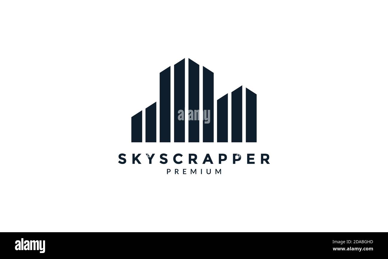simple vertical line skyscraper logo vector icon illustration design ...