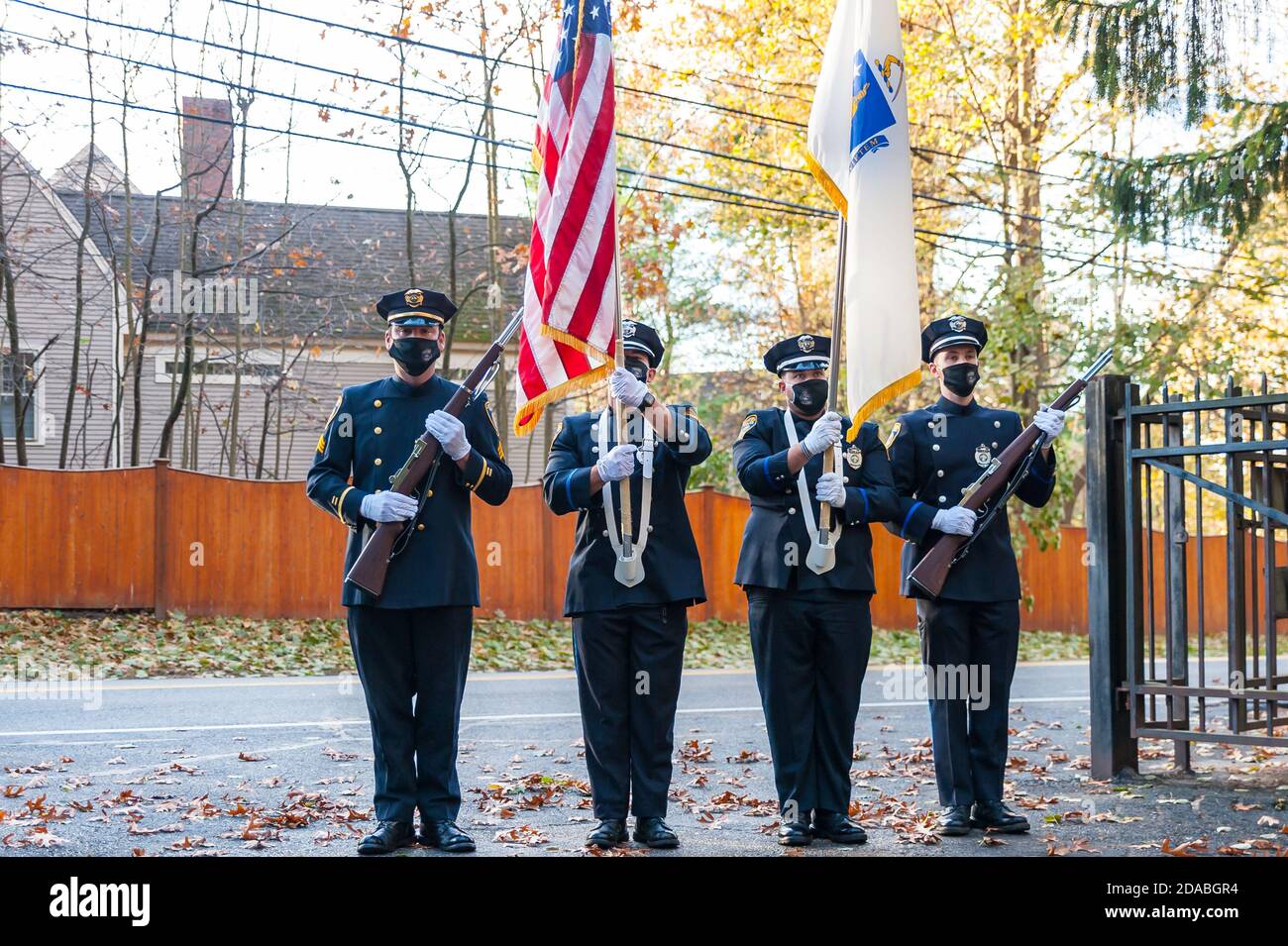 Officers with Concord Police Color Guard standing at attention before ...