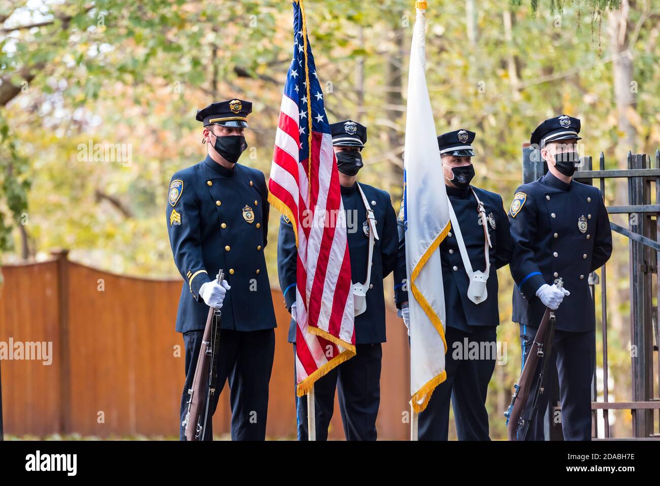 Officers with Concord Police Color Guard standing at attention before ...