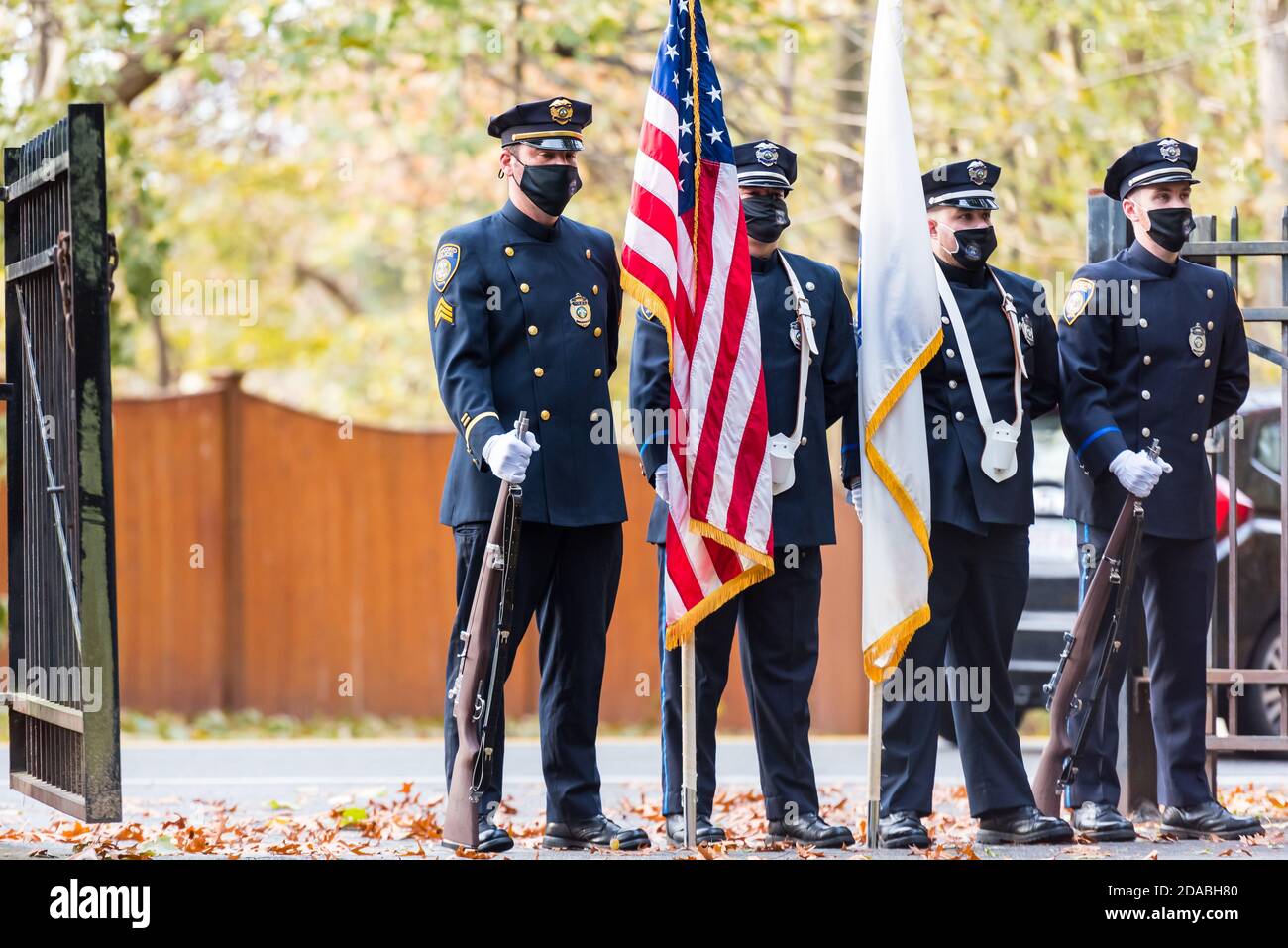 Officers with Concord Police Color Guard standing at attention before ...