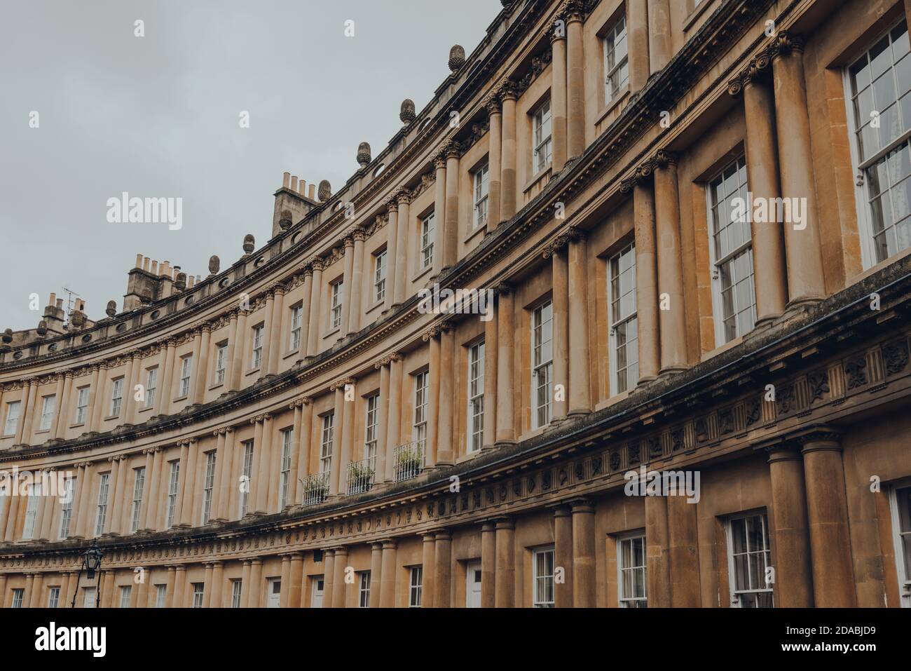 Historic limestone buildings in a crescent shape on Royal Crescent in ...