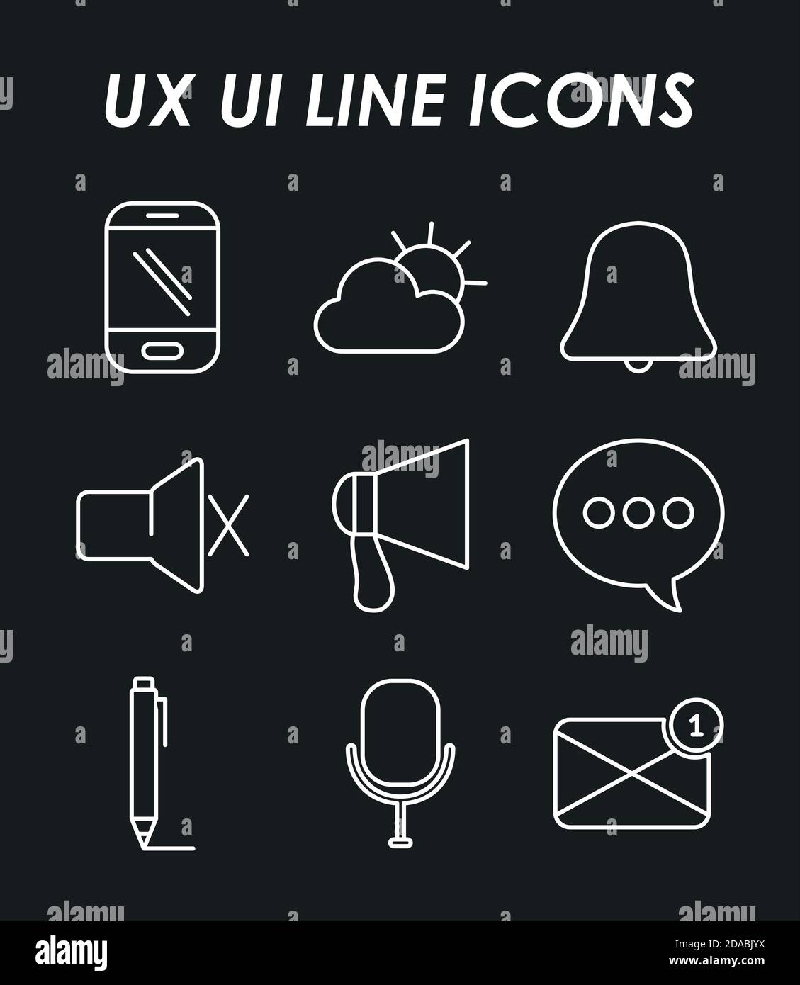ux ui line icons set over black background, line style, vector ... ux ui line icons set over black background, line style, vector ...