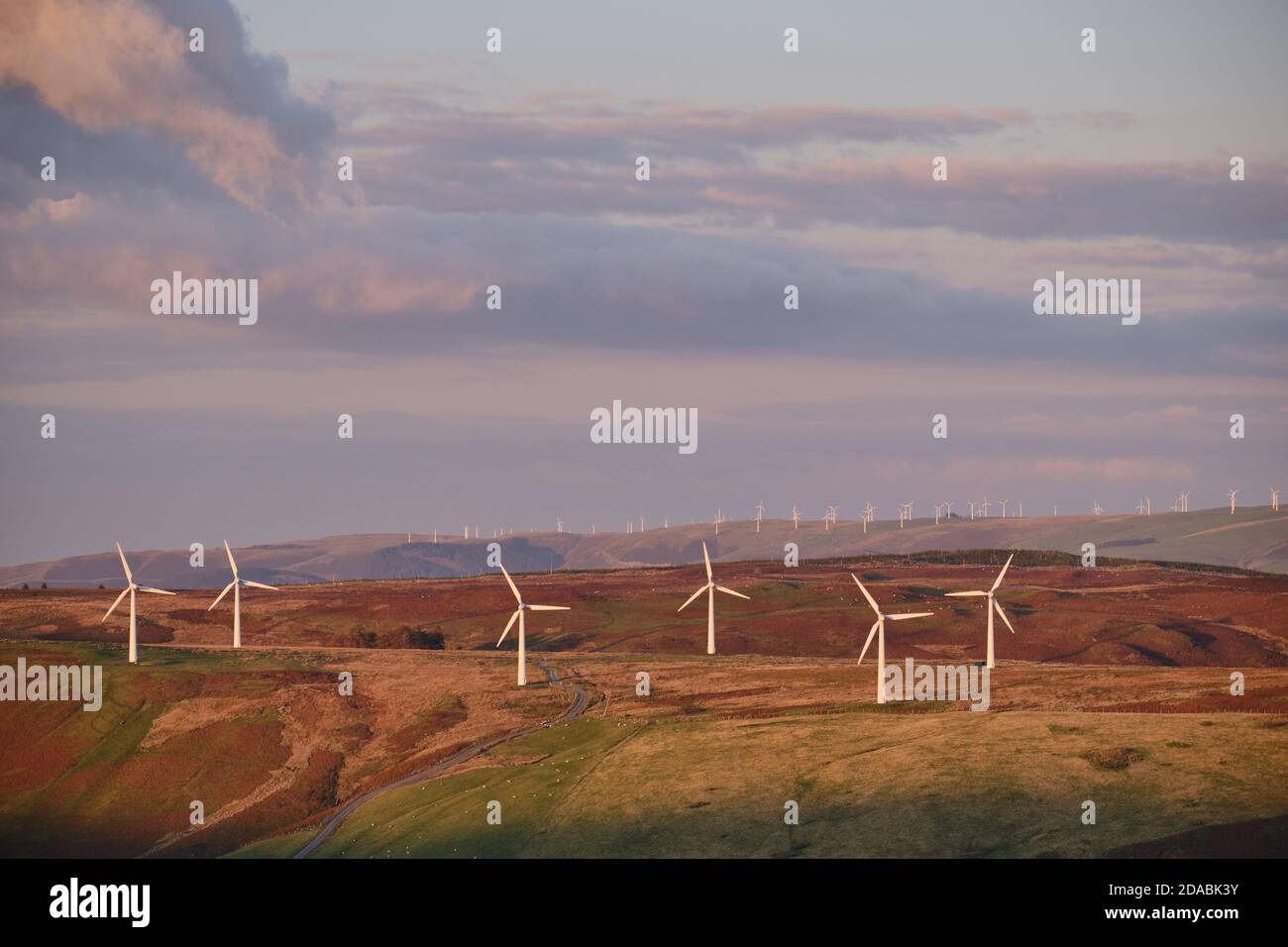 Wind turbines in the Wye Valley, Wales Stock Photo - Alamy