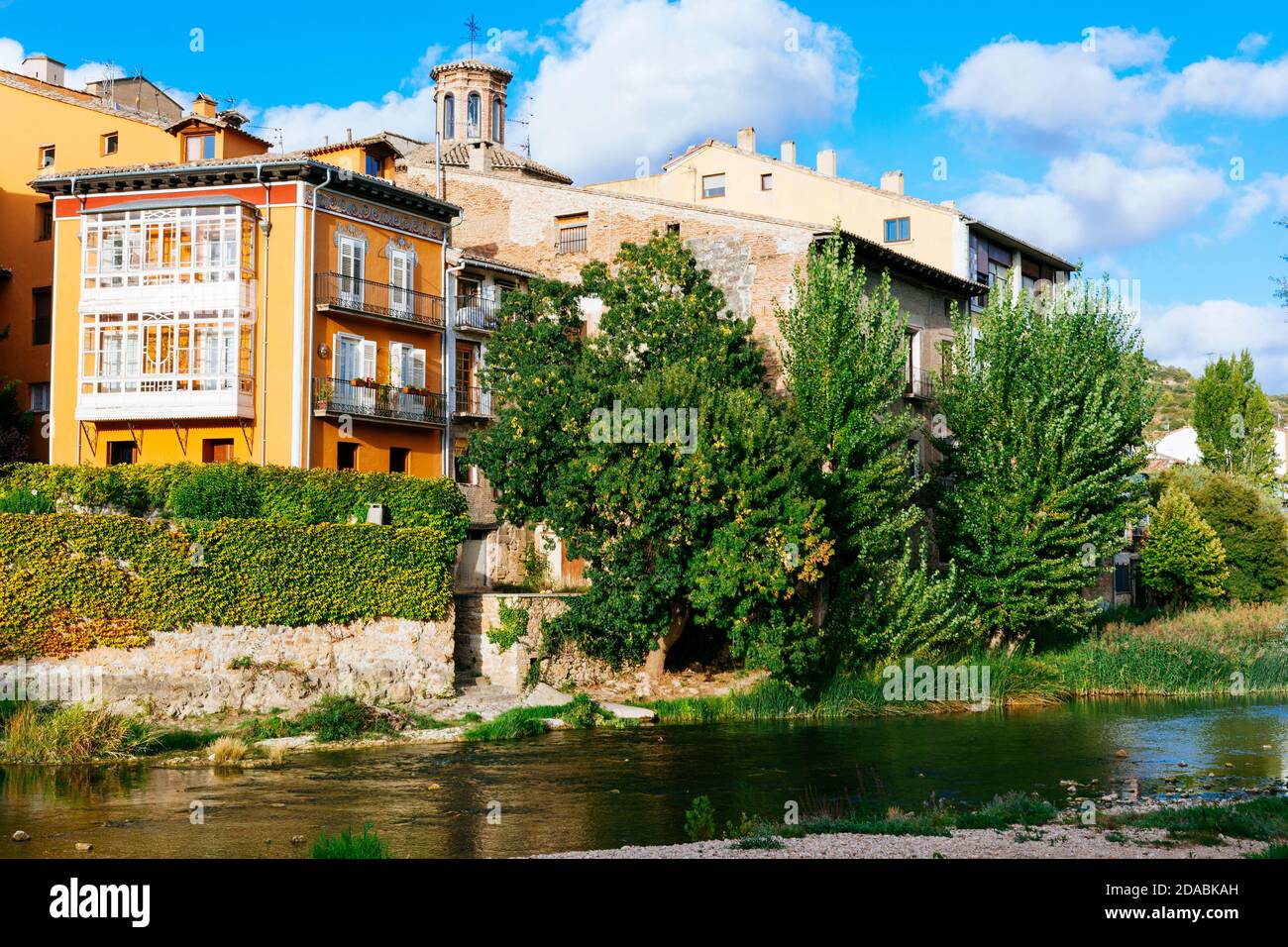 The Ega River crosses the town of Estella. French Way, Way of St. James ...