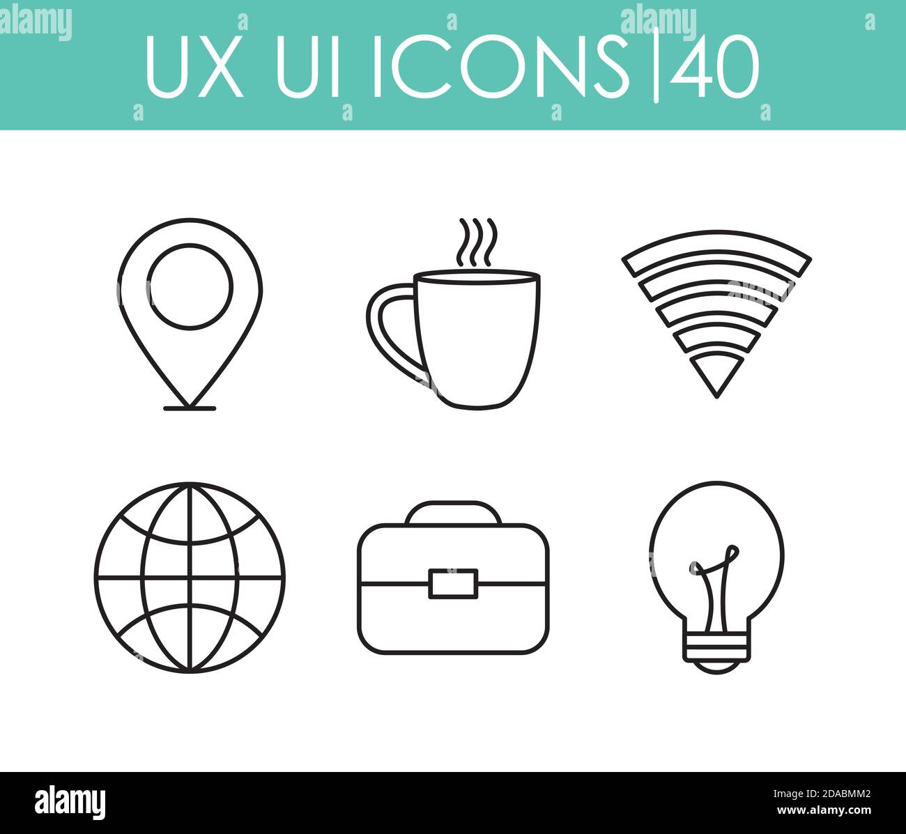 icons set of ux ui icons over white background, line style, vector ...